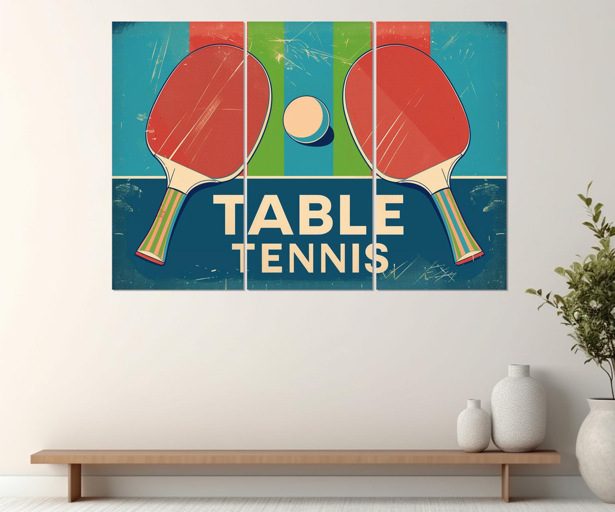 Vintage Table Tennis Painting Canvas Print, Table Tennis Wall Art ...