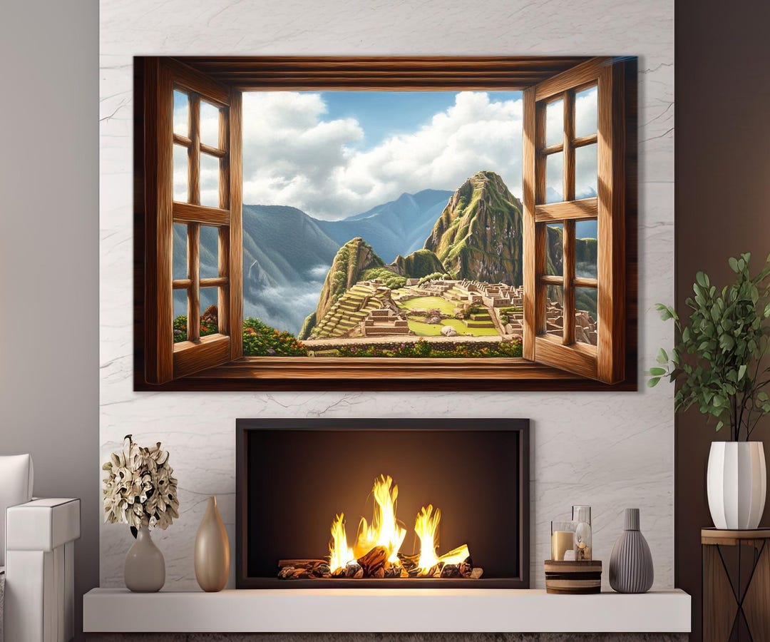 Open Window With Machu Picchu View Canvas Print, Ancient Inca Wall Art ...