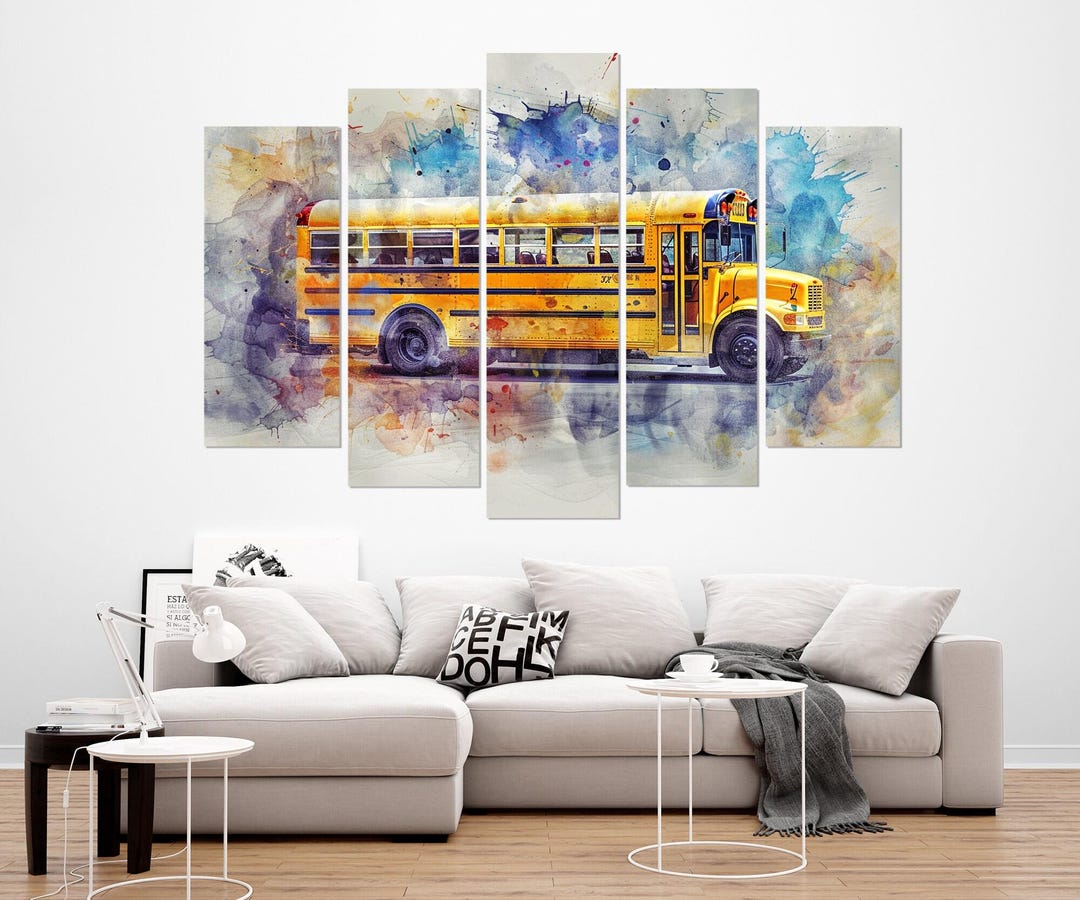 School Bus Canvas Print, School Bus Driver Gift, School Wall Decor ...