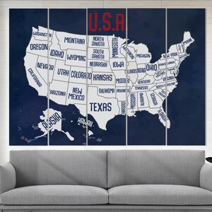 Vintage Style Map of the USA Canvas Art, United States Map Print, Map ...