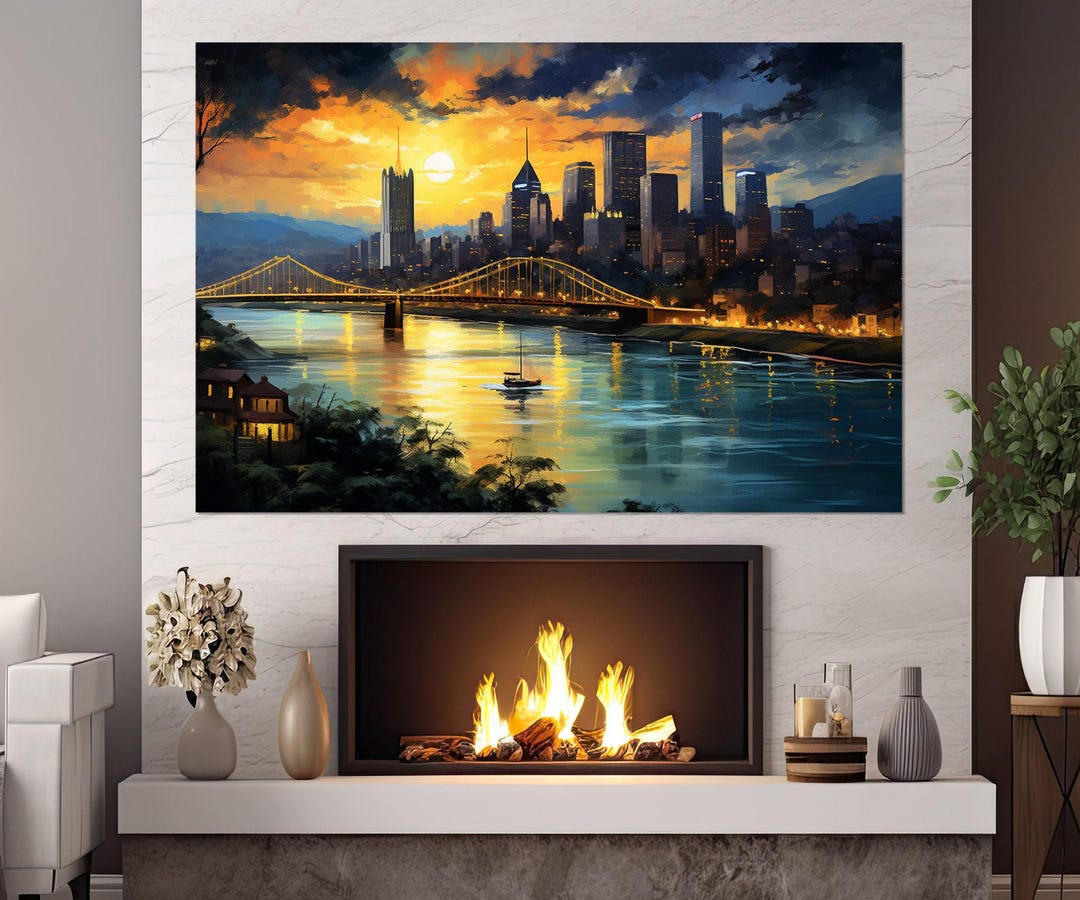 Abstract Pittsburgh Wall Art, Pittsburgh Skyline Canvas Print ...