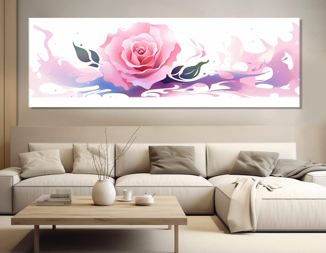 Neutral Colors Rose Canvas Print, Watercolor Rose Painting, Soft Tones ...