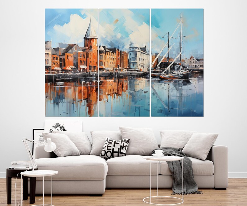 Retro Style Dublin Canvas Print, Abstract Dublin Painting, Dublin Wall ...