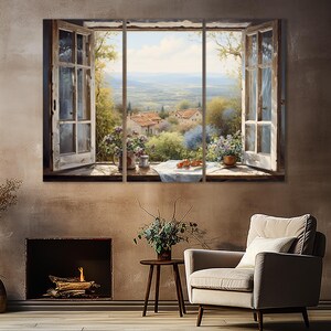 Open Window With Balkan Landscape Canvas Print, Balkan Window View ...
