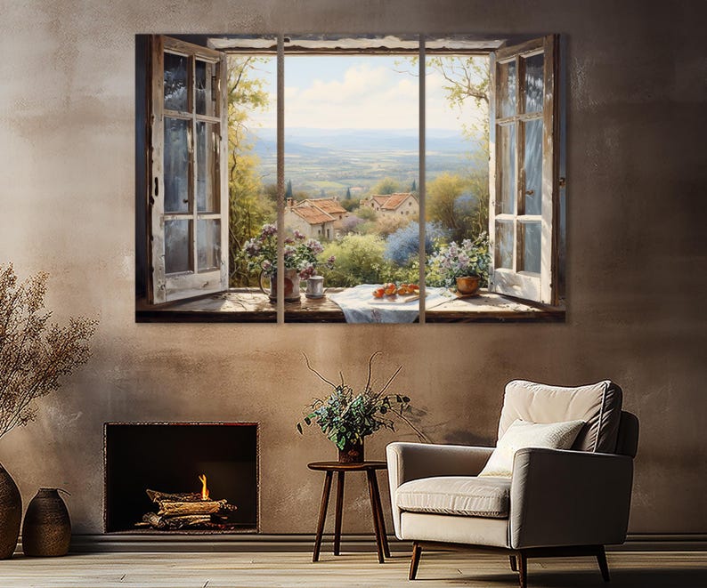 Open Window With Balkan Landscape Canvas Print, Balkan Window View ...