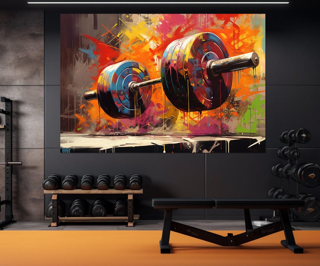 Abstract Weightlifting Painting Canvas Print, Gym Wall Decor, Workout ...