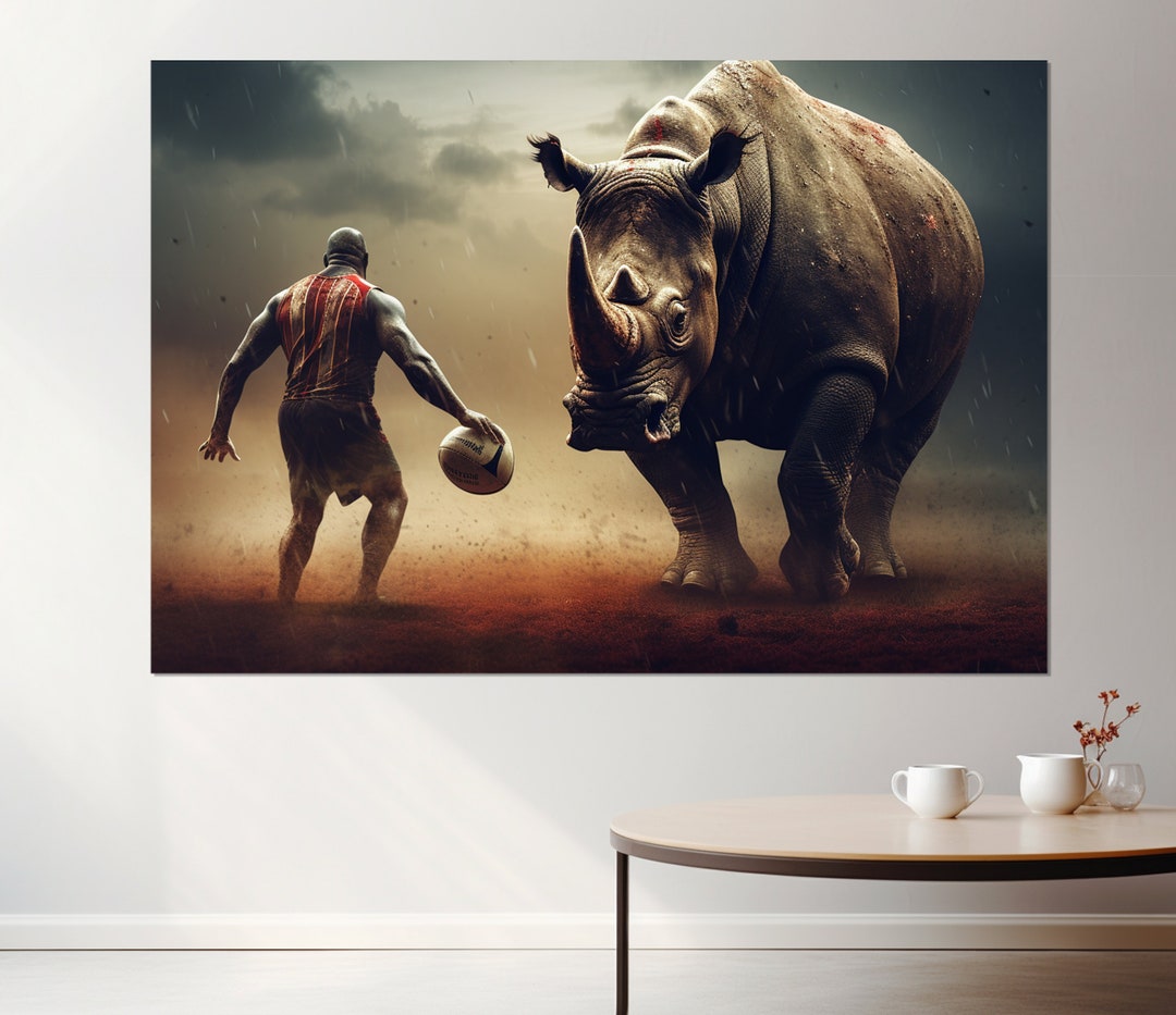 Rugby Wall Art, Rugby Canvas Print, Abstract Rugby Painting, Framed and ...