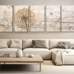 Abstract Dandelion Painting Canvas Print, Floral Wall Art, Large Floral ...