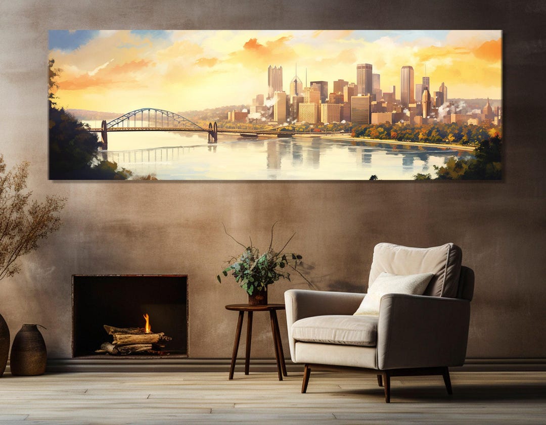 Abstract Pittsburgh Wall Art, Pittsburgh Painting Canvas Print, Large ...