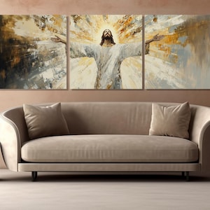 Large Jesus Christ Canvas Print, Abstract Religious Painting, Religious Bedroom Wall Decor ...