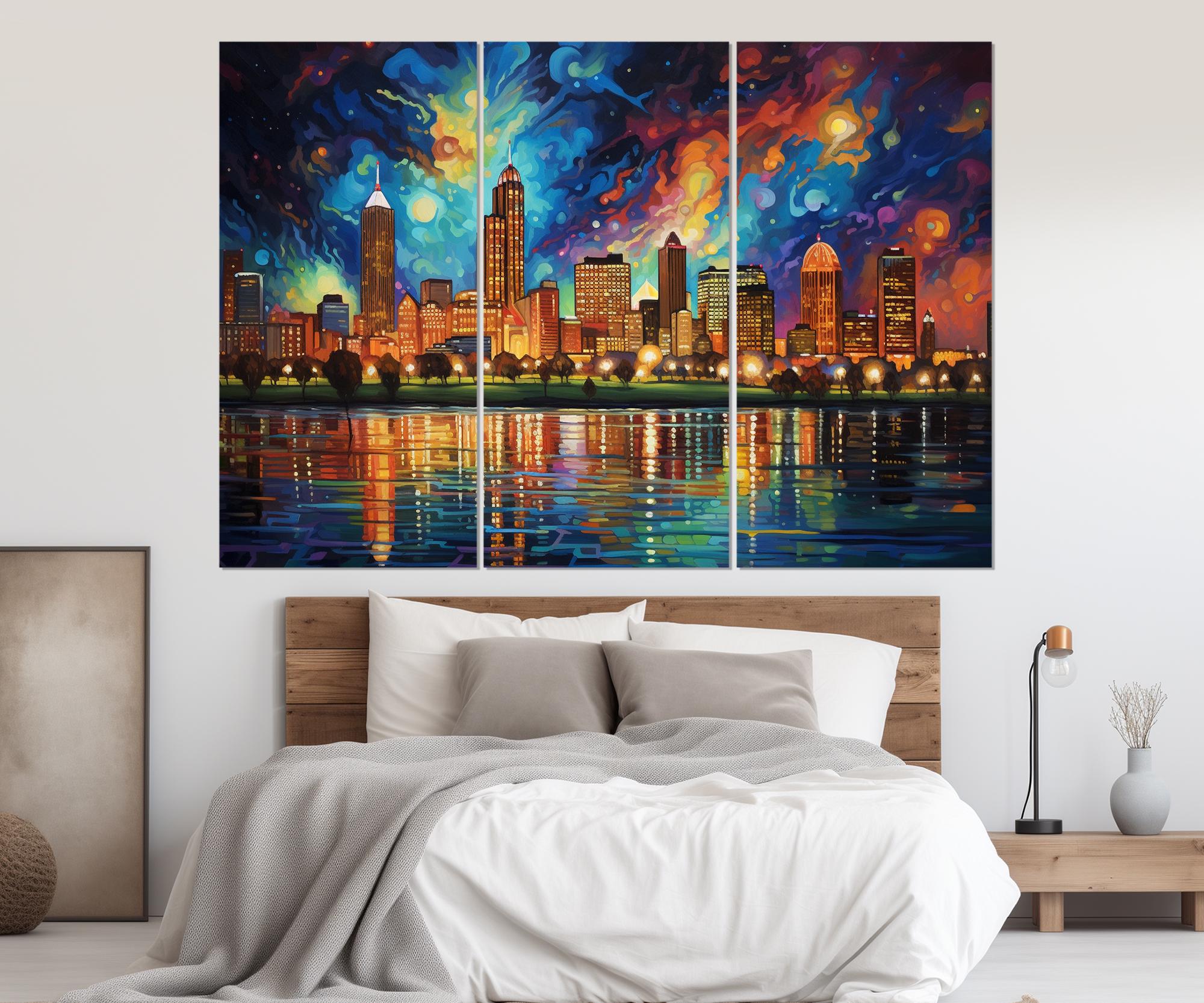 Abstract Detroit Skyline Painting, Detroit Canvas Print, Detroit Wall ...