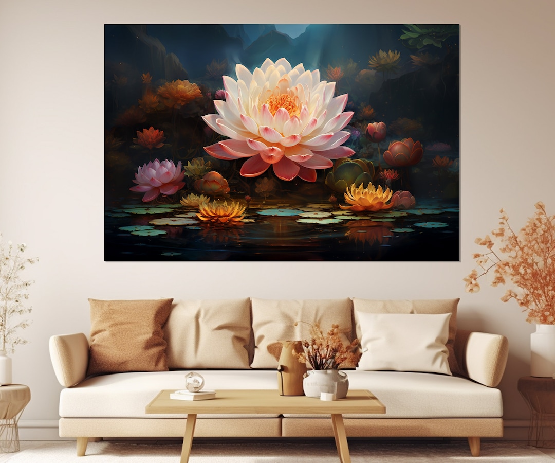 Lotus Flower Canvas Print, Floral Wall Decor, Floral Wall Art, Lotus ...