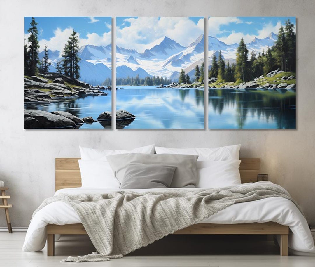 Austrian Alps Painting Canvas Print, Panoramic Alps Poster, Austria ...