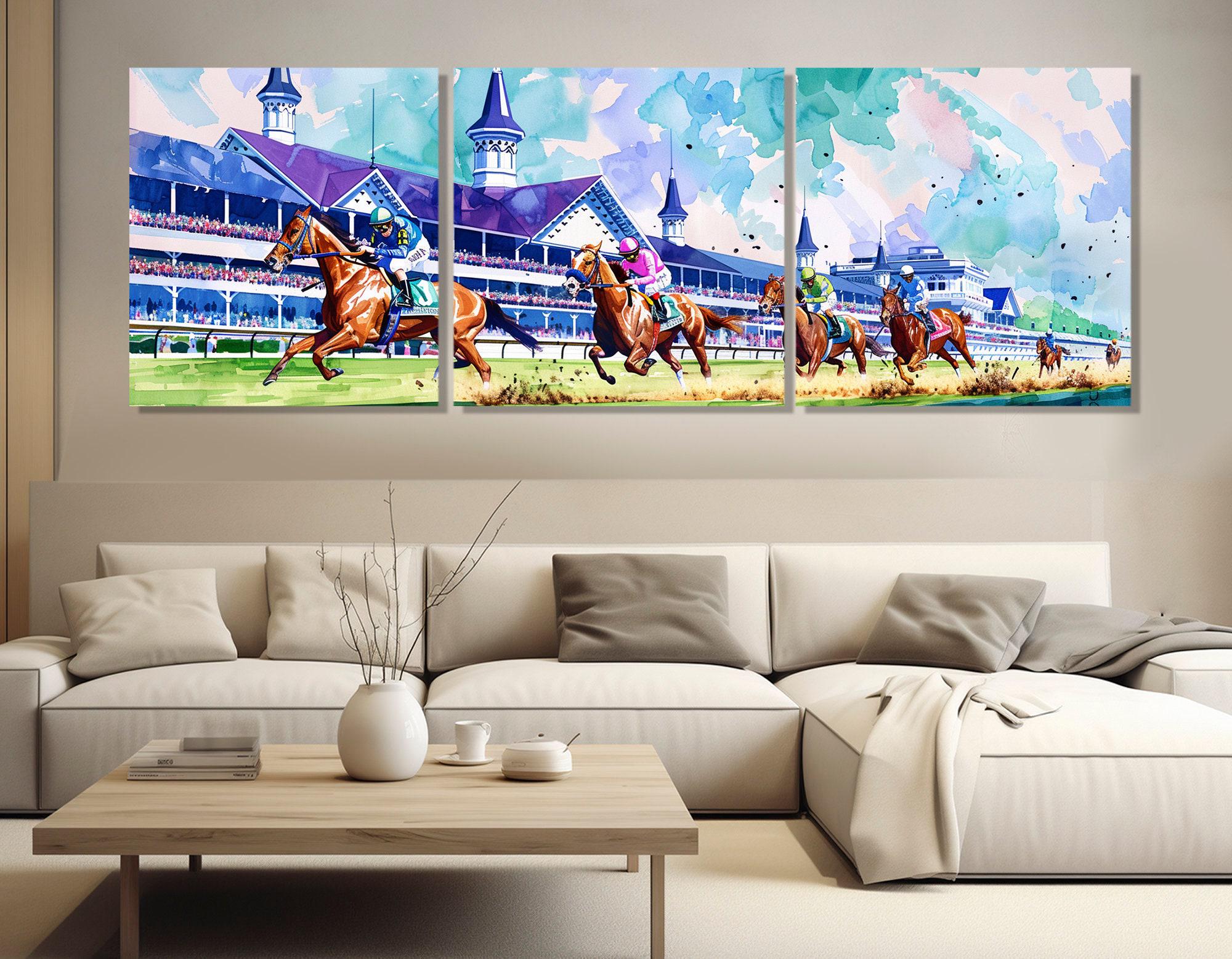Abstract Horse Racing Wall Art, Horse Racing Canvas Print, Horse Racing ...