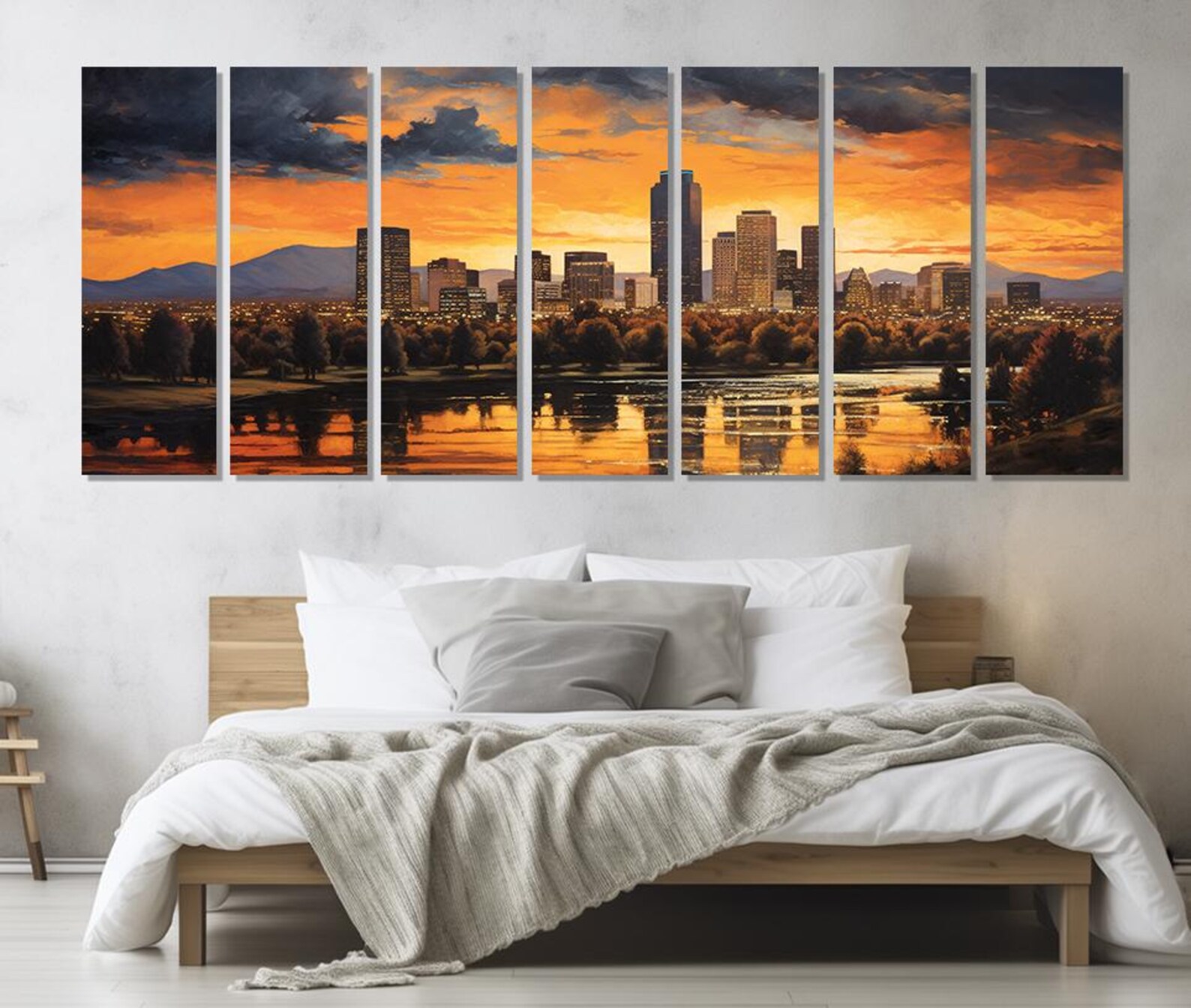 Abstract Denver Wall Art, Denver Painting Canvas Print, Denver Skyline ...