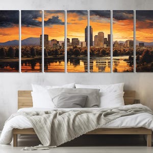 Abstract Denver Wall Art, Denver Painting Canvas Print, Denver Skyline ...