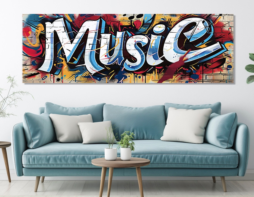 Modern Music Graffiti Canvas Print, Music Wall Art, Abstract Music ...