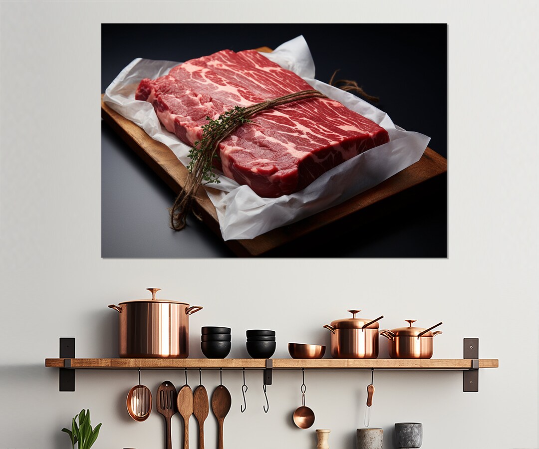 Butchery Wall Decor, Fresh Meat Canvas Print, Butcher Gift, Kitchen ...