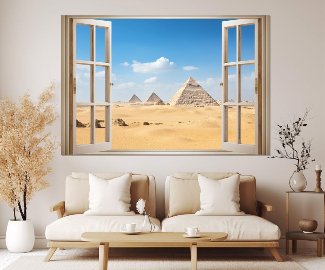 Open Window With Egyptian Pyramids View Canvas Print, Ancient Egypt ...