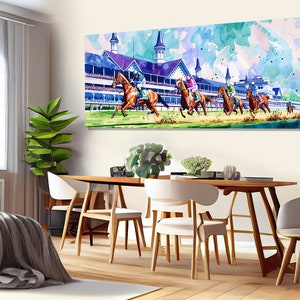 Abstract Horse Racing Wall Art, Horse Racing Canvas Print, Horse Racing ...