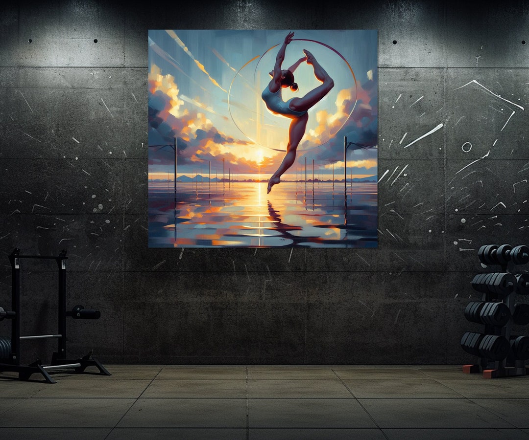 Gymnastics Wall Art, Beautiful Gymnast With Ribbon Canvas Print ...