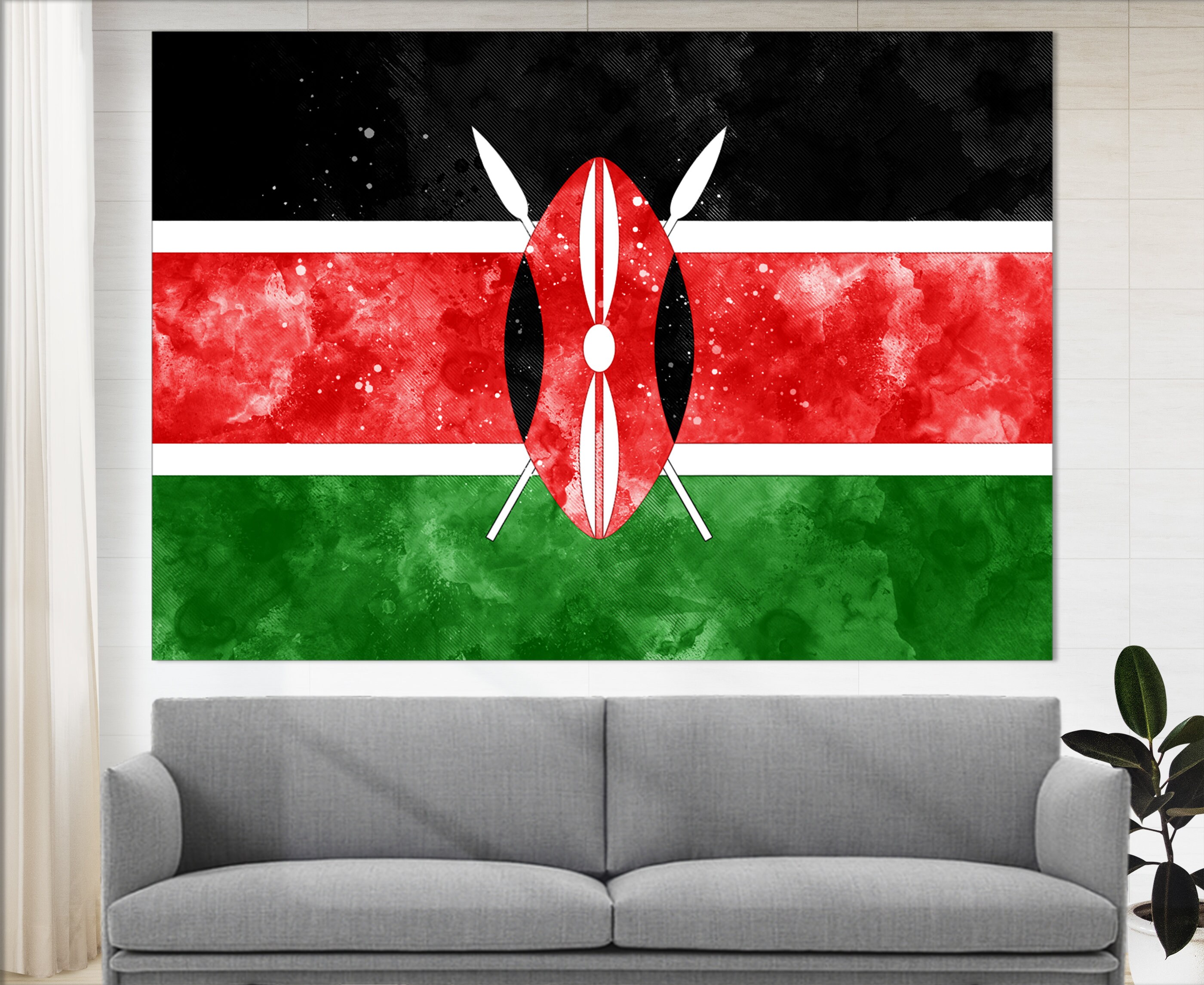 Kenya Flag Canvas Print Kenya Wall Art Flag Of Kenya Print Etsy