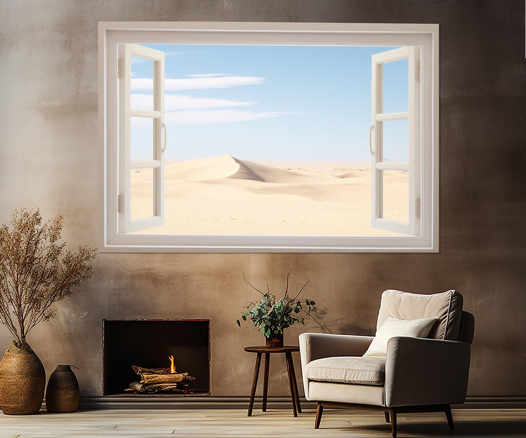 Open Window With a Desert Landscape Canvas Print, Desert Wall Art, Faux ...
