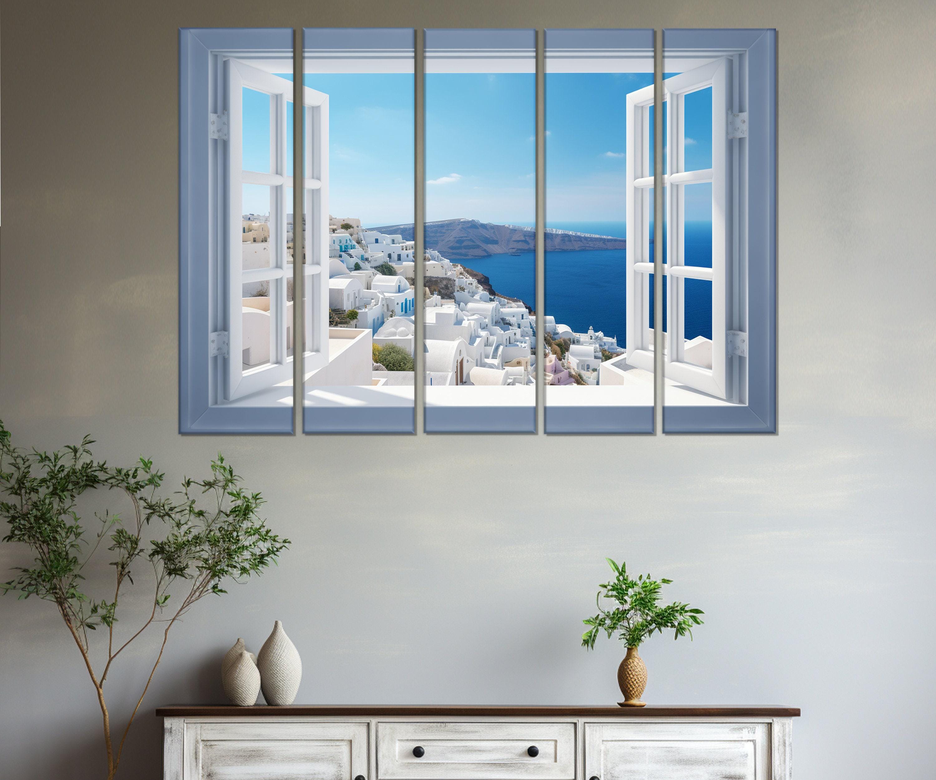 Open Window With Santorini View Canvas Print, Window With Sea View ...
