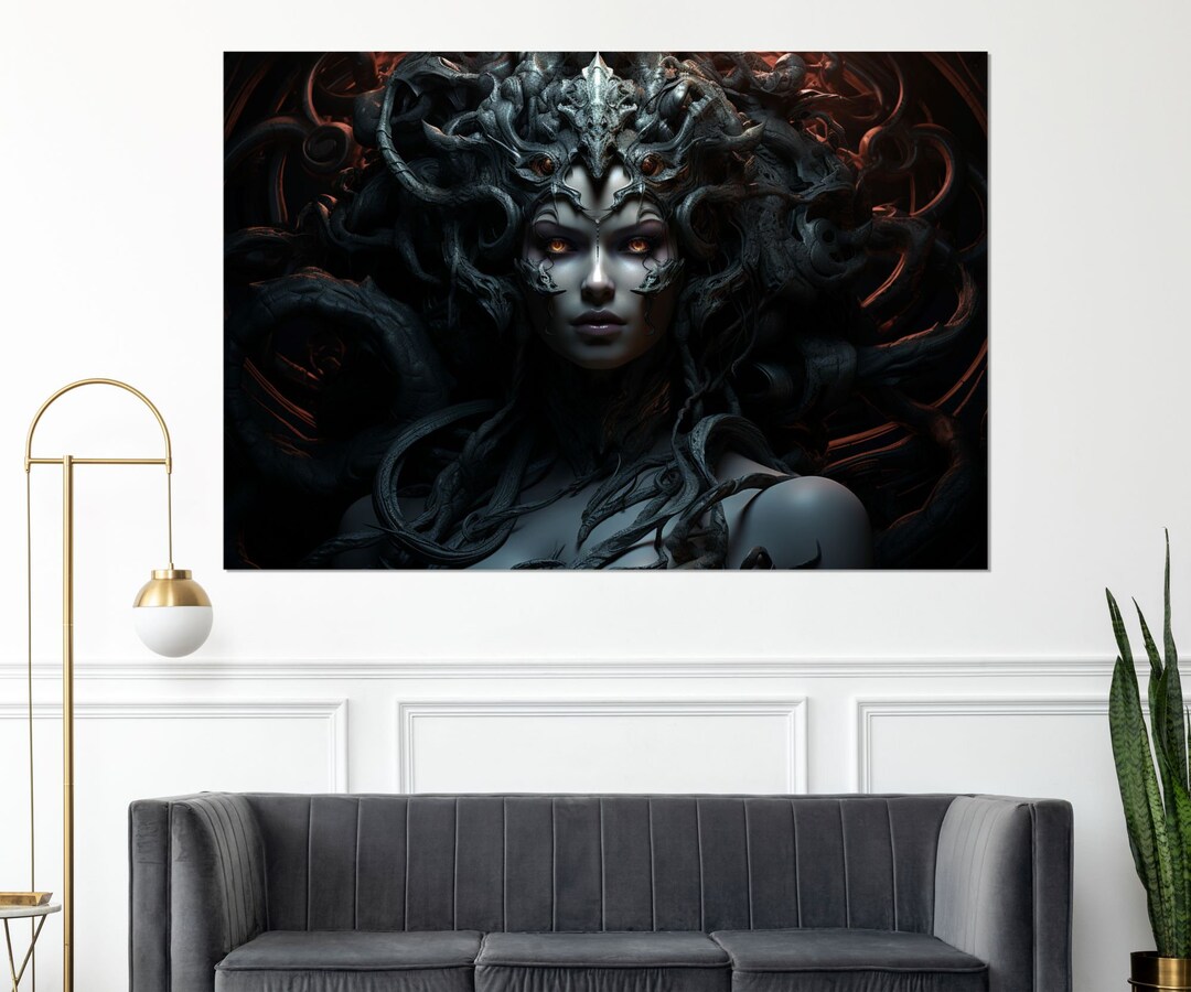 Medusa Gorgon Painting Canvas Print, Greek Mythology Wall Art, Framed ...