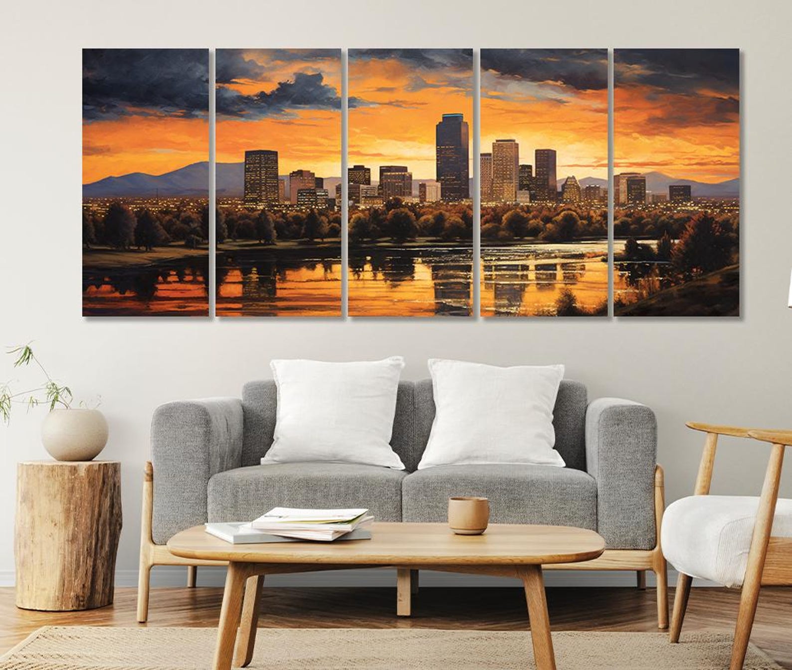 Abstract Denver Wall Art, Denver Painting Canvas Print, Denver Skyline ...