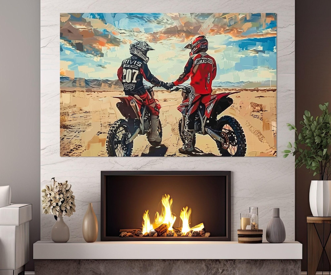 Vintage Style Motocross Painting Canvas Print, Motocross Fun Gift ...