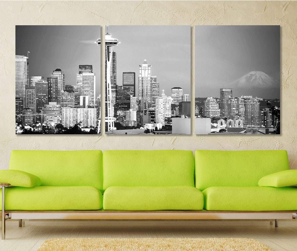 Seattle Panoramic Canvas Print Seattle Photo Seattle Canvas | Etsy