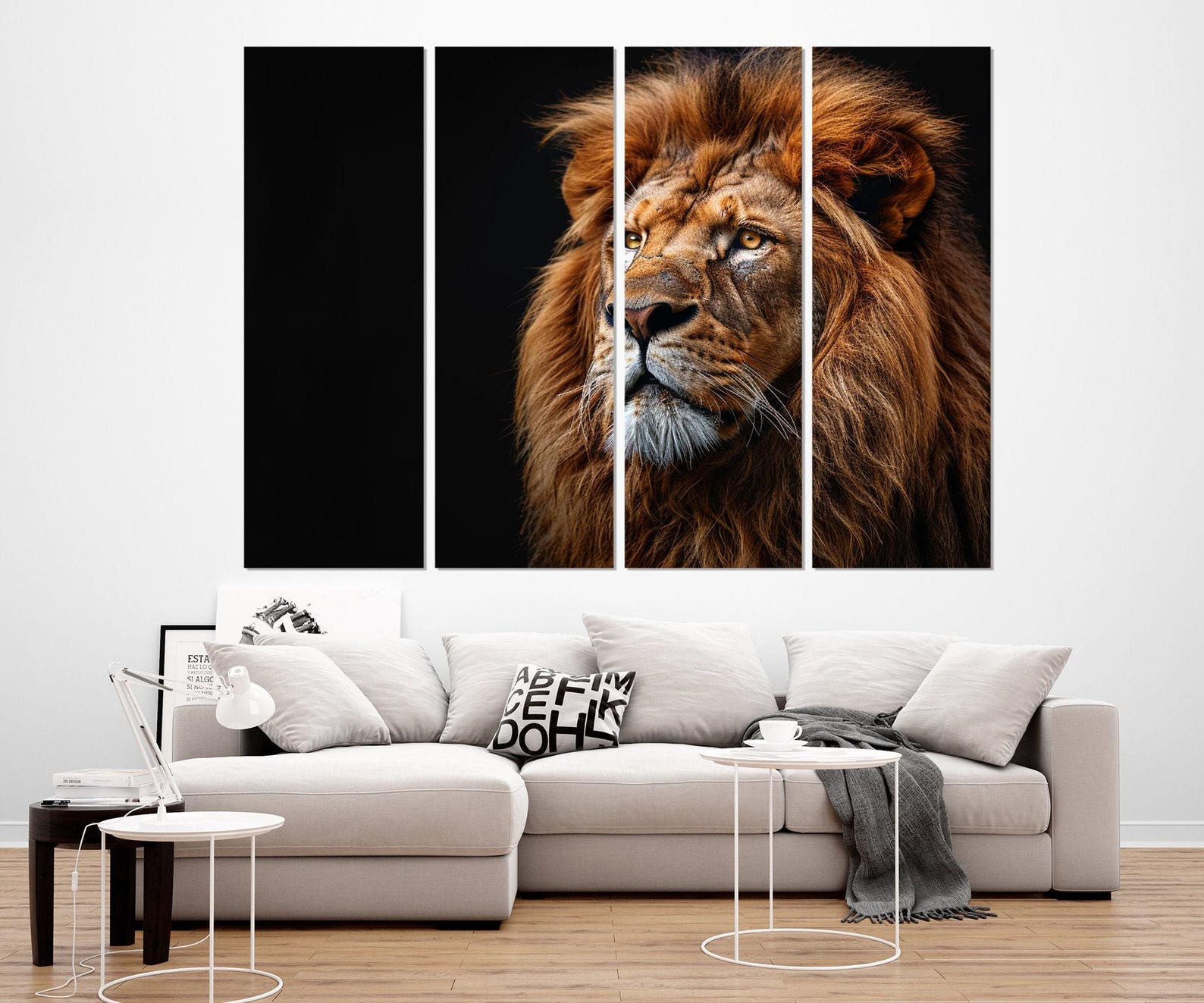 Lion Portrait Canvas Print, Lions Wall Art, Elegant Lion Canvas Art ...