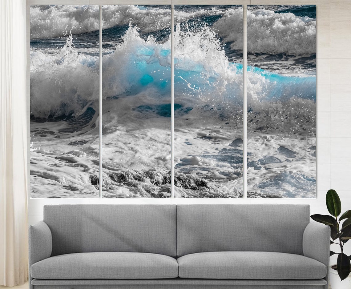 Sea Waves Canvas Print Abstract Ocean Canvas Art Ocean Water | Etsy