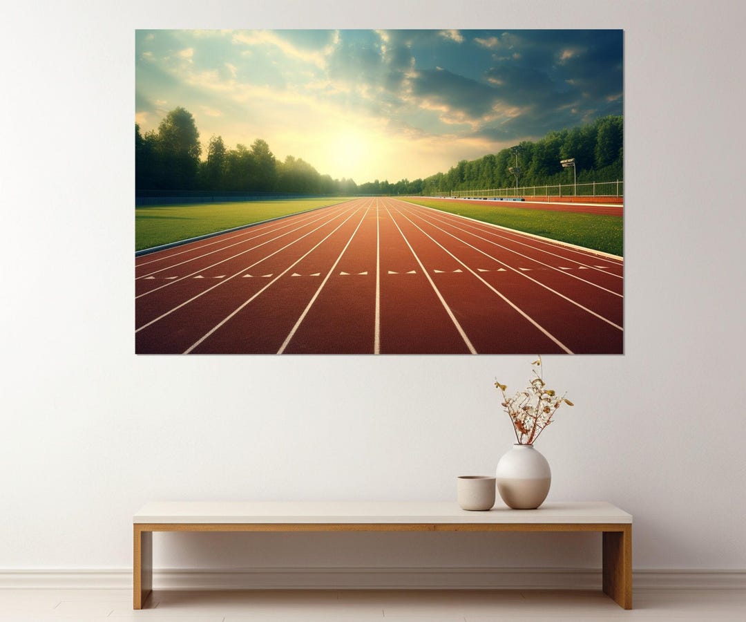 Running Track Canvas Print, Abstract Running Wall Art, Runner Room ...