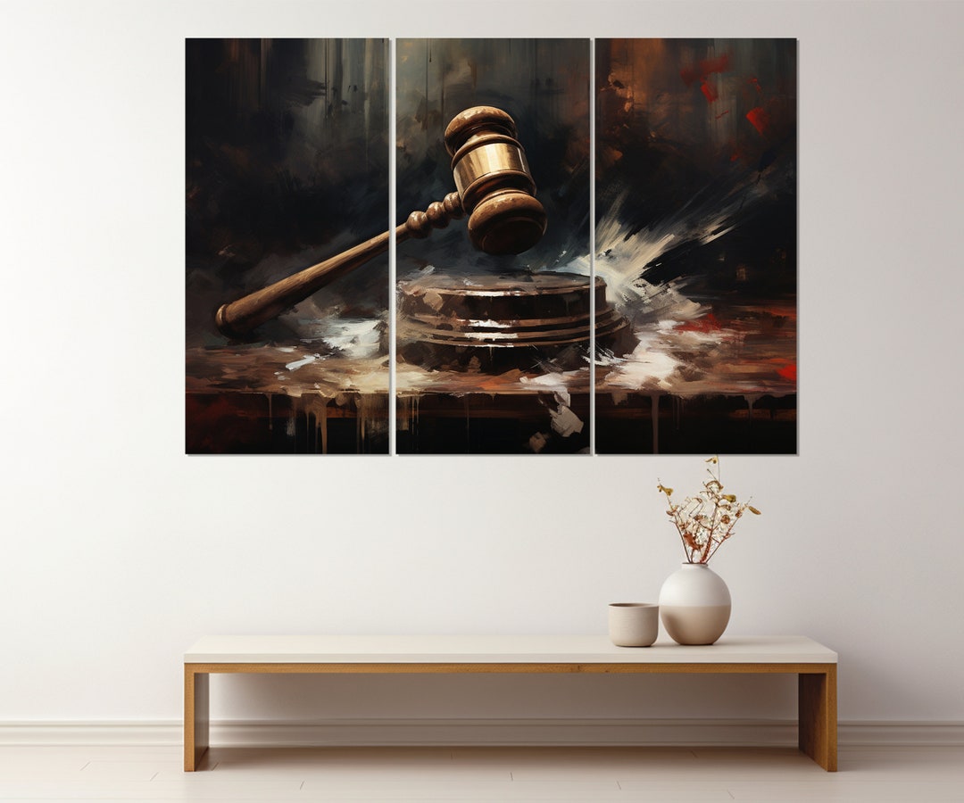 Law Wall Art, Gavel Painting Canvas Print, Lawyer Gift, Judge ...