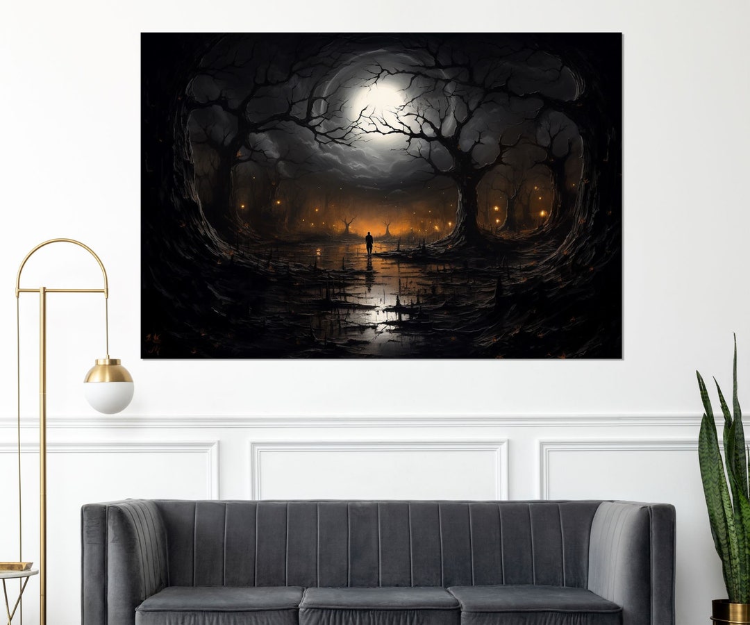 Abstract Post-apocalyptic Landscape Canvas Print, Vintage Wall Decor ...