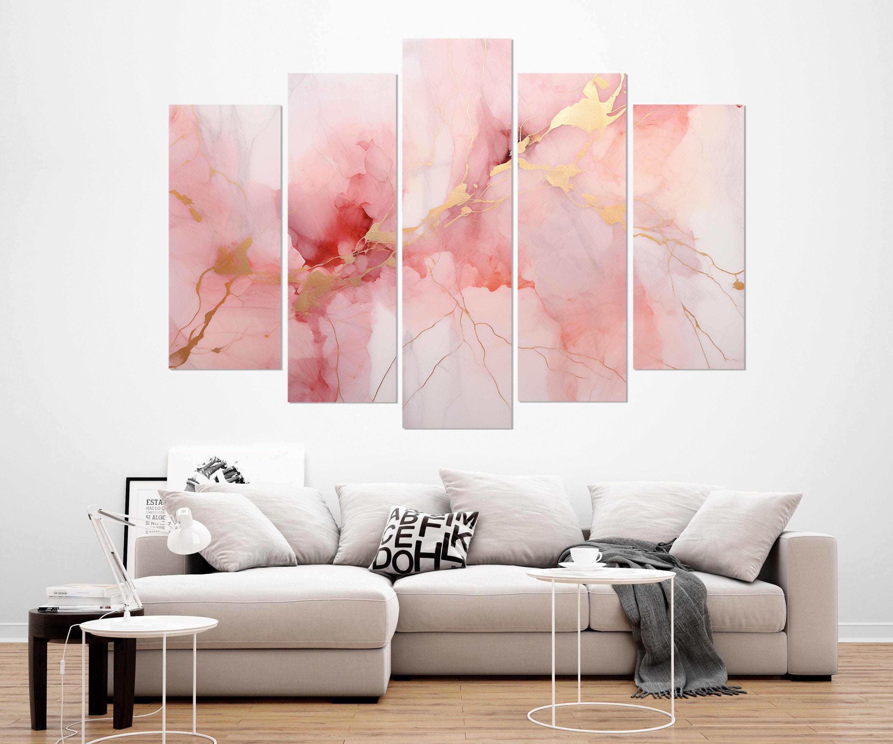 Abstract Pink Marble Painting Canvas Print, Contemporary Wall Art ...