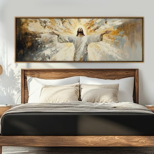 Large Jesus Christ Canvas Print, Abstract Religious Painting, Religious Bedroom Wall Decor ...