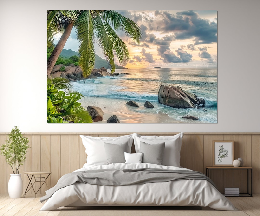 Scenic Tropical Beach Canvas Print, Tropical Wall Decor, Ocean Wall Art ...