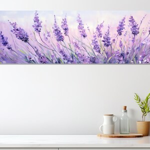 Lavender Field Painting Canvas PRINT, Panoramic Wall Art, Large Floral ...