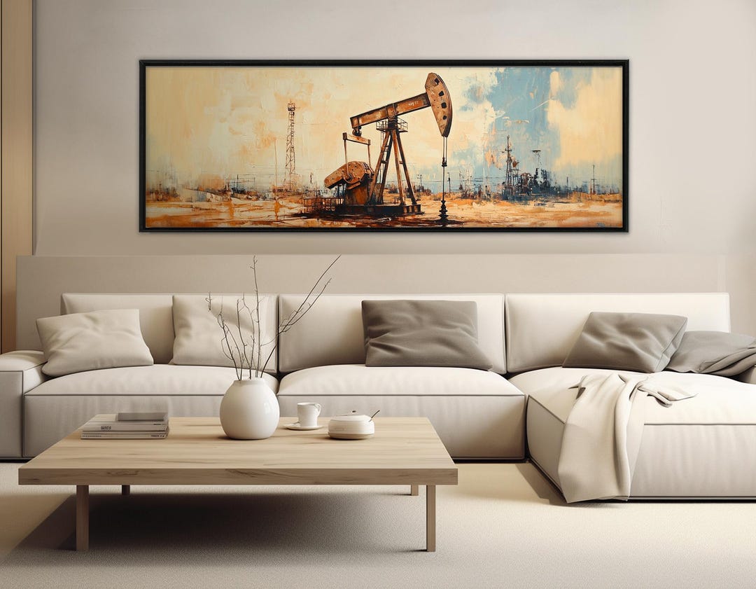 Oil Well Canvas Print, Oil Production Wall Art, Vintage Style Oil ...