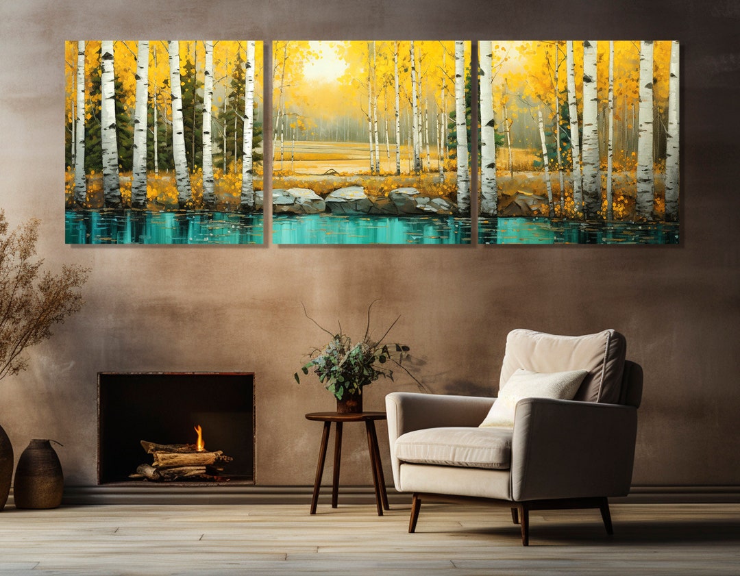 Large Birch Grove Canvas Print, Scenic Birch Forest Wall Art, Birch ...