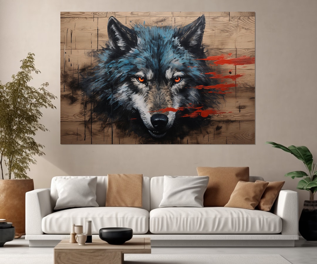 Abstract Wolf Painting, Wolf Canvas Print, Hunting Wall Art, Hunter ...
