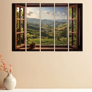 Open Window With Tuscany View Canvas Art, Green Hills of Tuscany Window ...