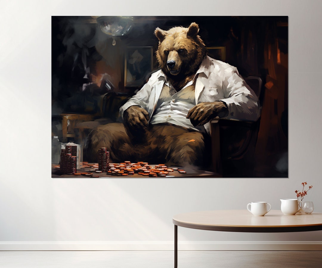 Bear at Poker Table Canvas Print, Poker Wall Art, Abstract Poker ...