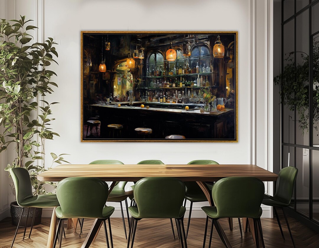 Vintage Bar Canvas Print, Pub Wall Decor, Retro Bar Painting, Bartender ...