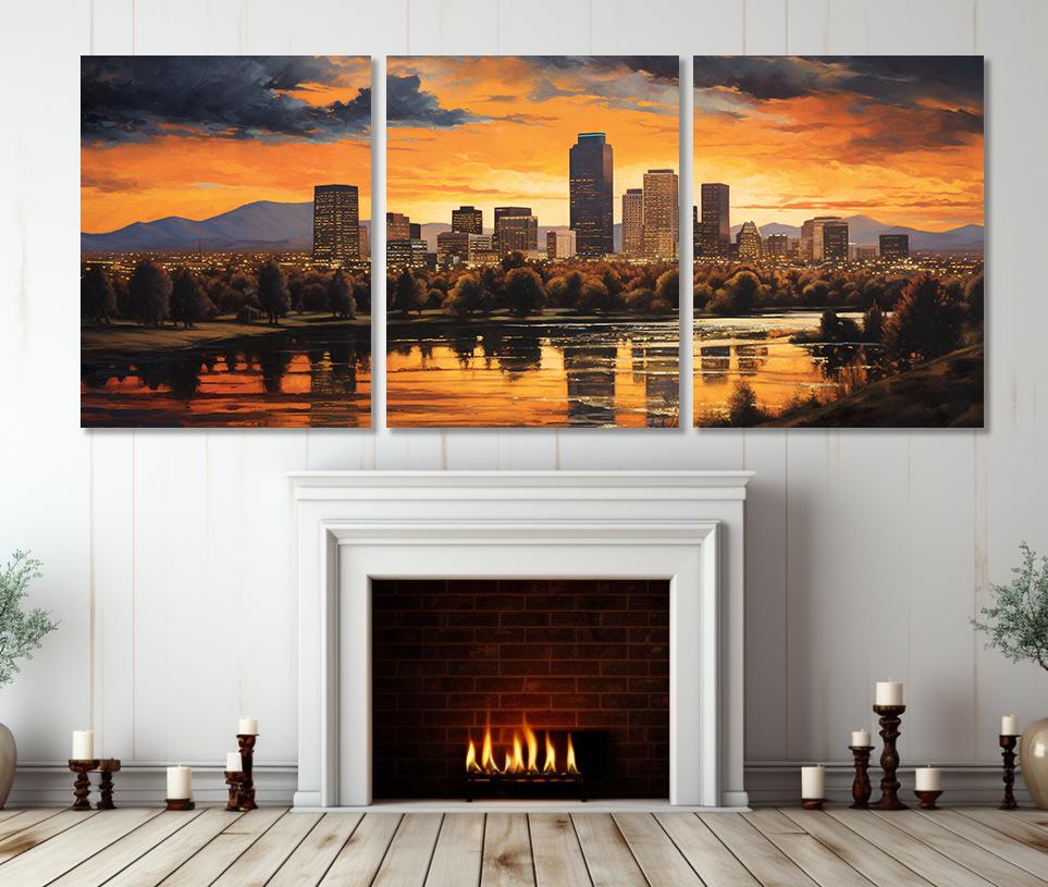 Abstract Denver Wall Art, Denver Painting Canvas Print, Denver Skyline ...