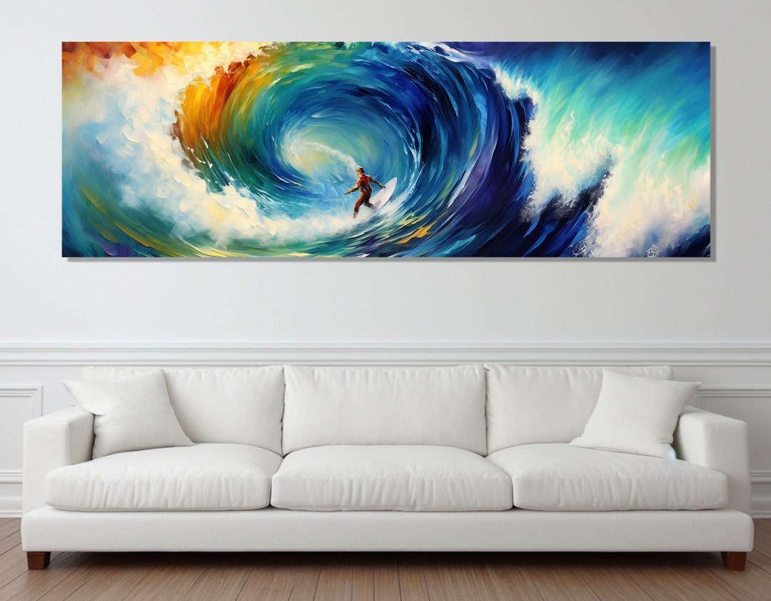 Large Surfing Wall Art, Abstract Surfing Canvas Art, Surfer Gift ...