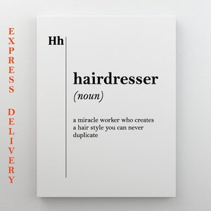 Hairdresser Canvas Art Definition Print Barber Gift for Stylist ...